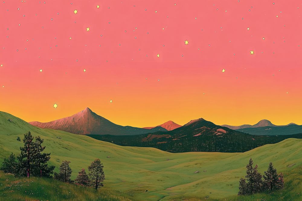 Galaxy star landscape mountains scenery. | Free Photo Illustration ...