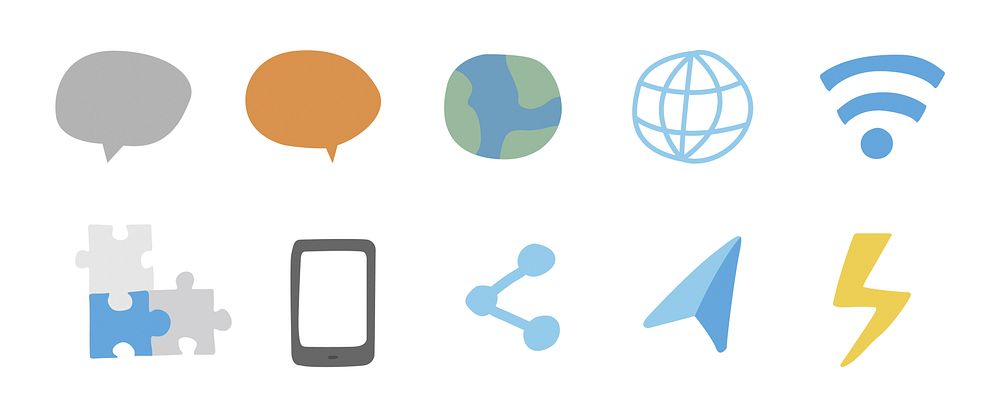 Colorful communication icons including speech | Premium Vector - rawpixel