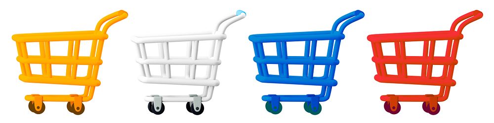 Four colorful shopping carts: yellow | Free Photo - rawpixel