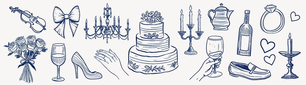 Elegant wedding celebration elements, vector | Premium Vector - rawpixel