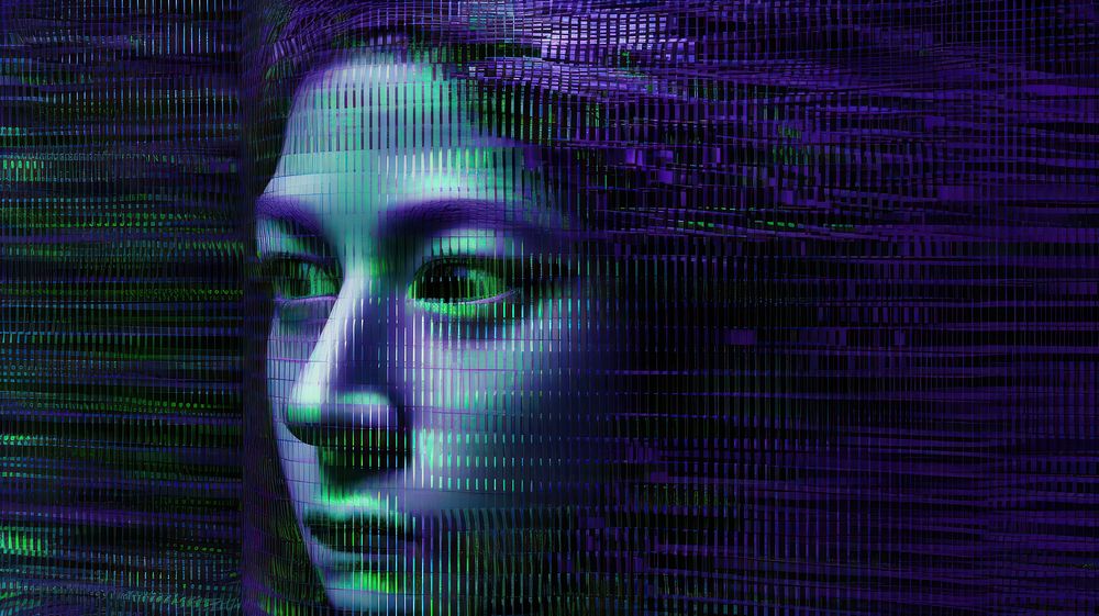 Digital purple human face. | Free Photo Illustration - rawpixel