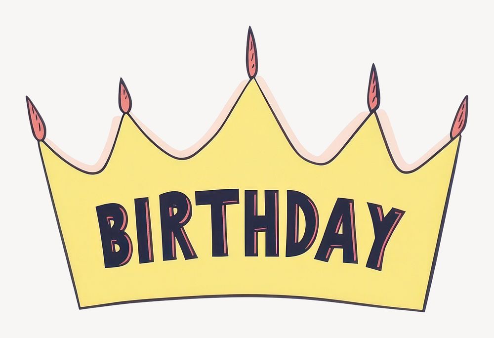 Yellow paper crown birthday illustration | Free Vector - rawpixel