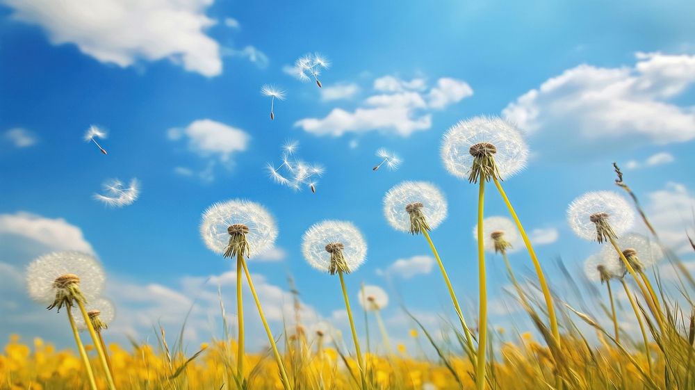 Dandelions sky dandelion outdoors | Free Photo - rawpixel