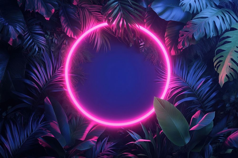 Glowing neon circle background tropical | Free Photo Illustration ...