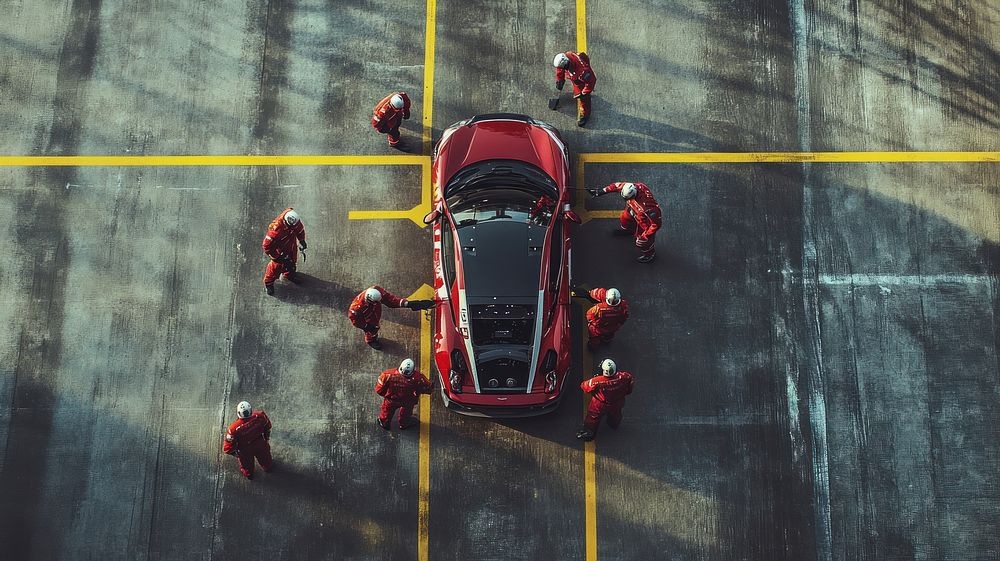 Pit crew members car vehicle | Free Photo - rawpixel