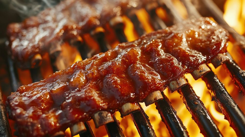 Glazed ribs grilling cooking flame | Free Photo - rawpixel