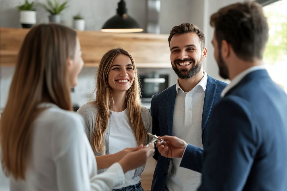 Real estate happy smiling couple | Free Photo - rawpixel