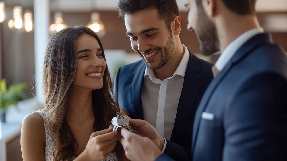 Real estate happy smiling couple | Free Photo - rawpixel