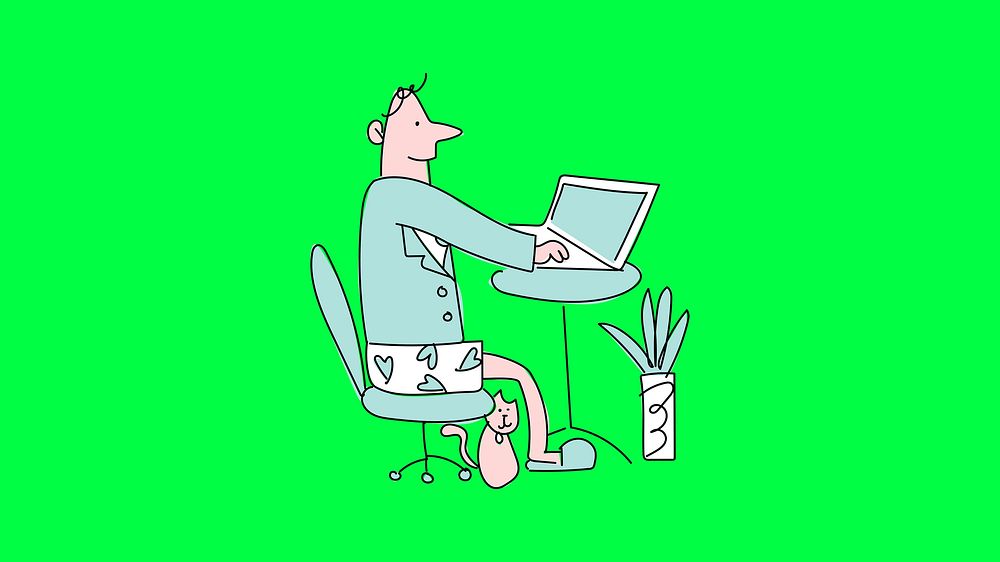 Remote work cartoon illustration humor, | Premium Photo - rawpixel