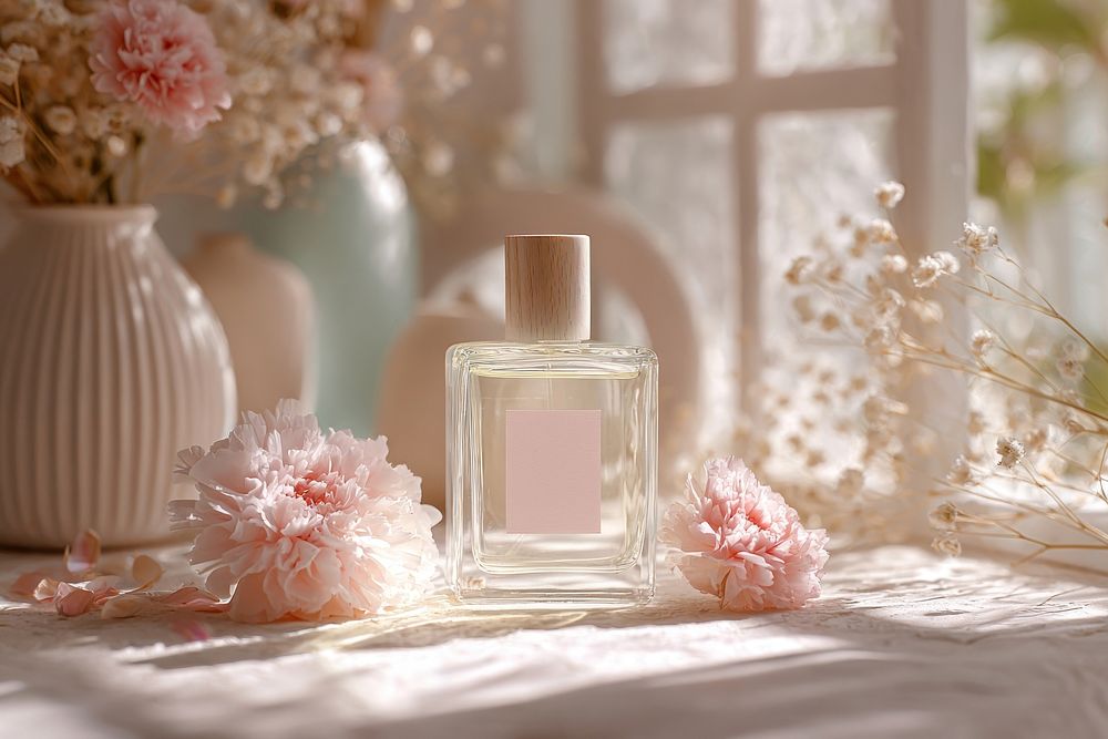 Floral minimalist perfume mockup atmosphere | Free Photo - rawpixel