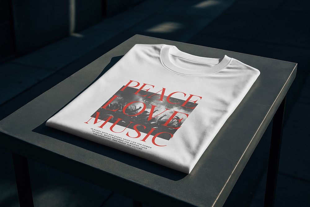 T-shirt mockup on table psd | Free PSD Mockup - rawpixel