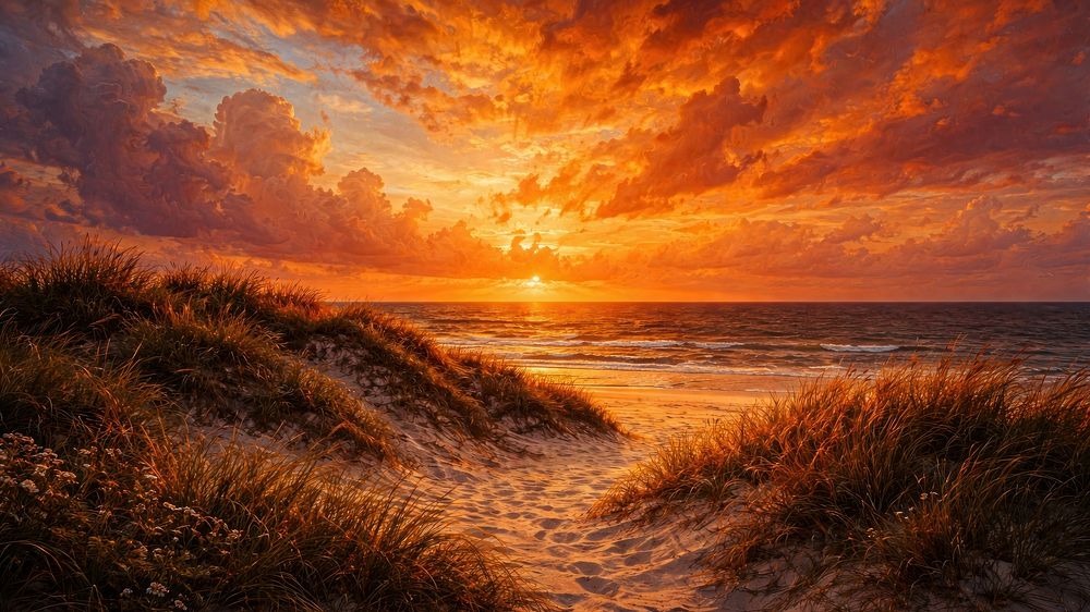 Beach Paint Wallpaper Scenery Nature Sunset Images | Free Photos, PNG ...