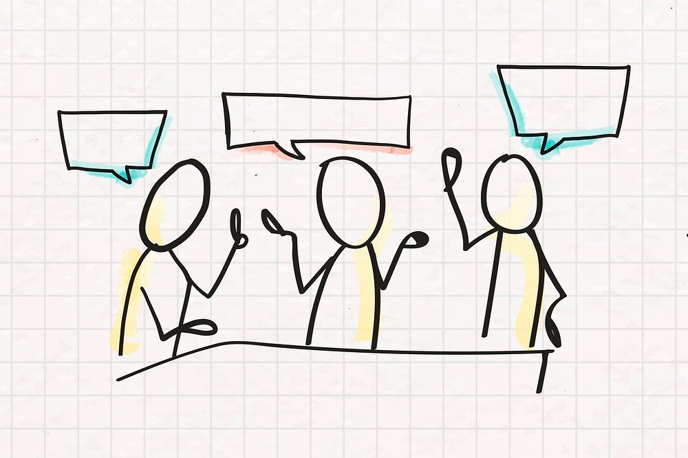 Team collaboration, stickman doodle psd | Free PSD - rawpixel