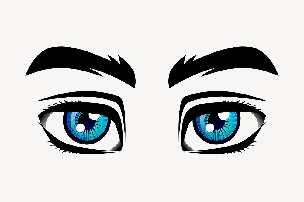 Blue eyes sticker, cartoon character | Free Vector - rawpixel