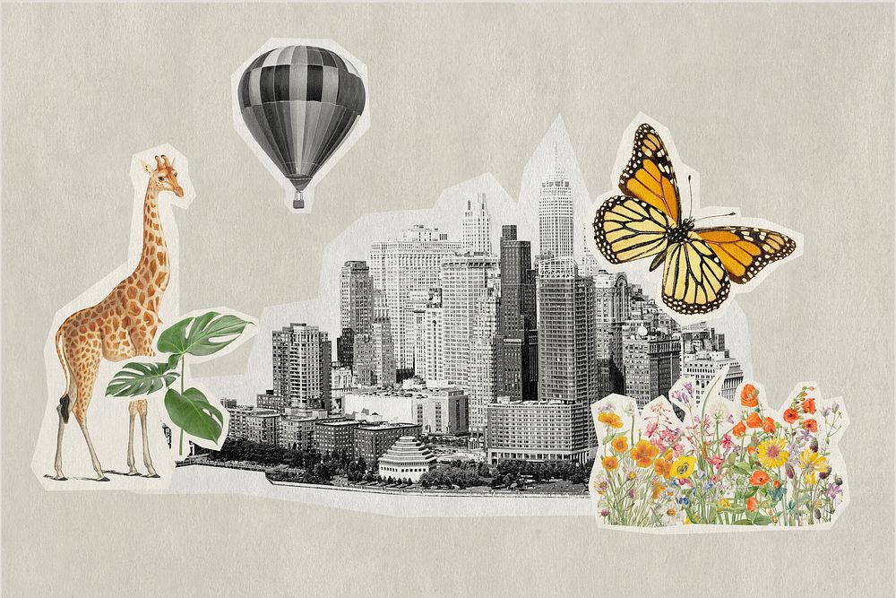 Urban city collage art, tourism | Free Photo - rawpixel