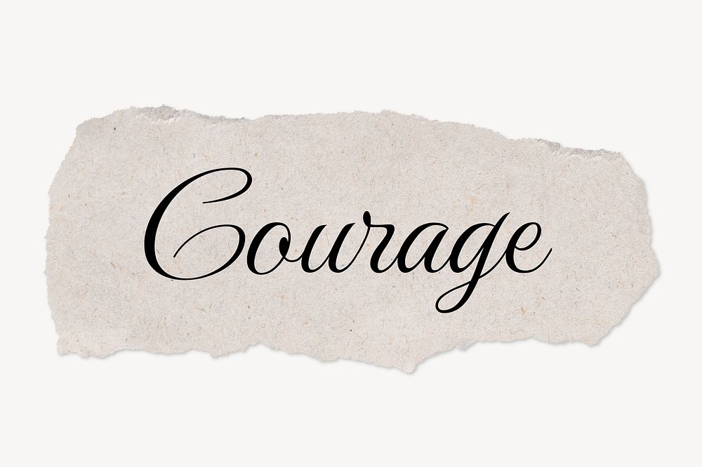 Courage word, torn paper, beige | Free PSD - rawpixel