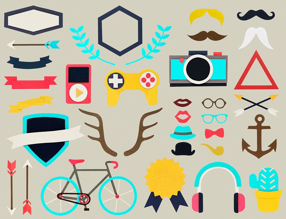 Collection hipster lifestyle culture icon | Premium Photo - rawpixel