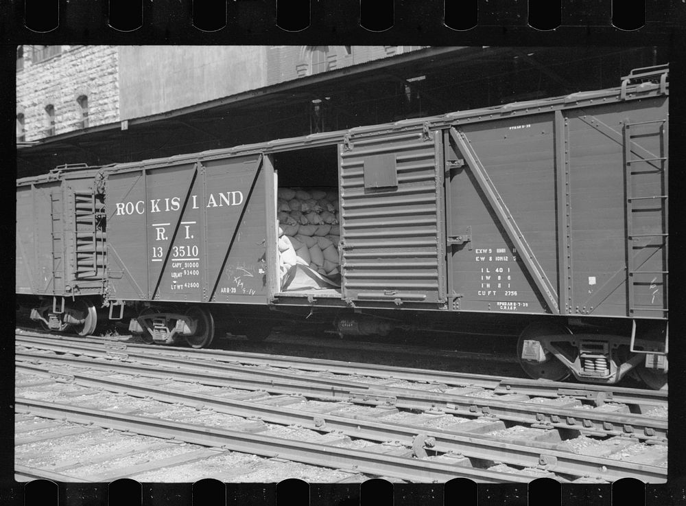 Freight cars loaded sacks flour, | Free Photo - rawpixel