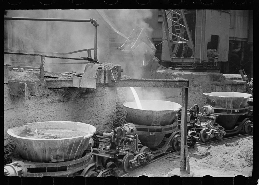 Tapping slag blast furnace, Pittsburgh, | Free Photo - rawpixel