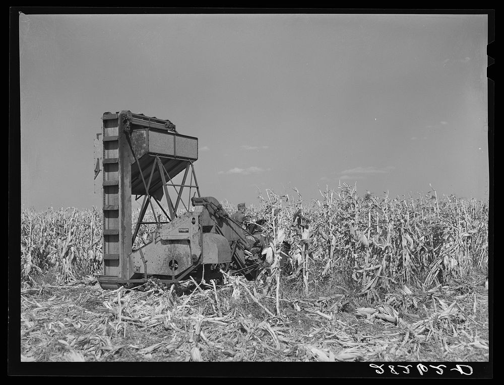 Mechanical corn picker. Robinson farm, | Free Photo - rawpixel