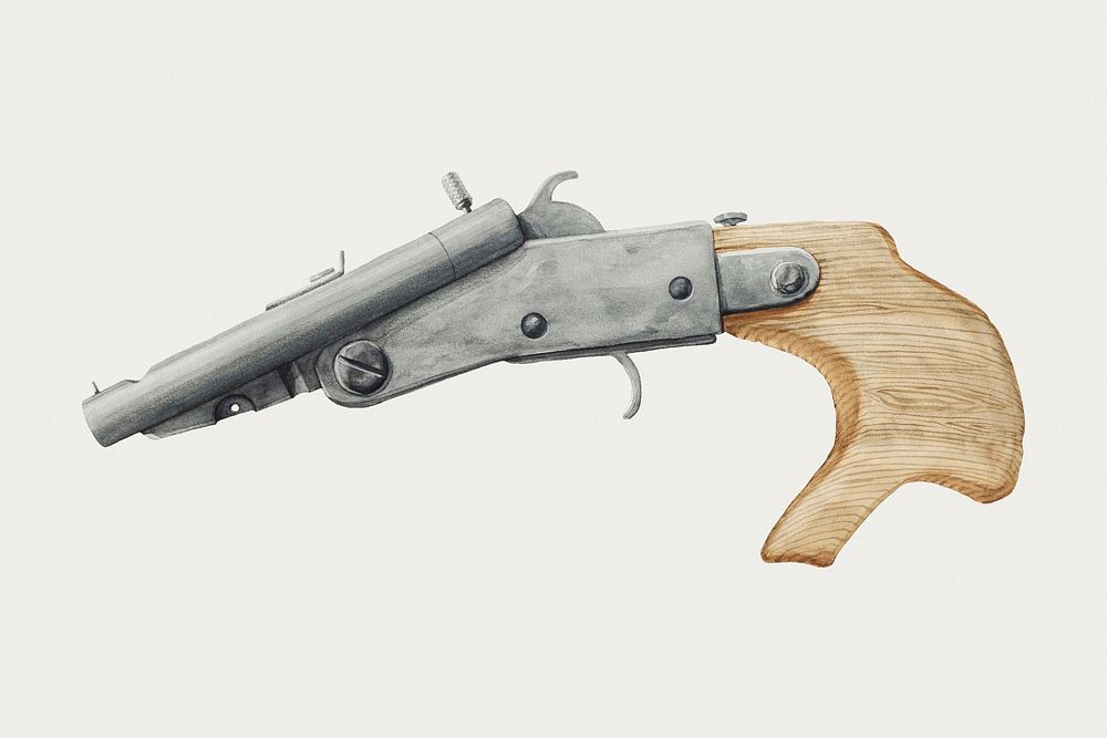 Vintage gun psd illustration, remixed | Premium PSD - rawpixel