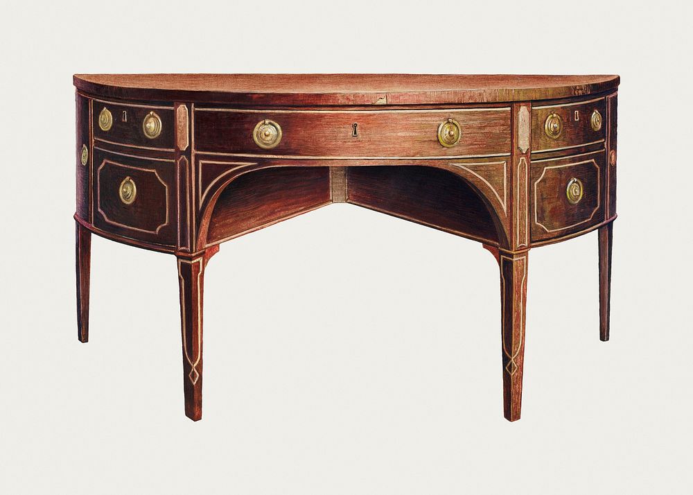 Vintage sideboard psd illustration, remixed | Premium PSD - rawpixel