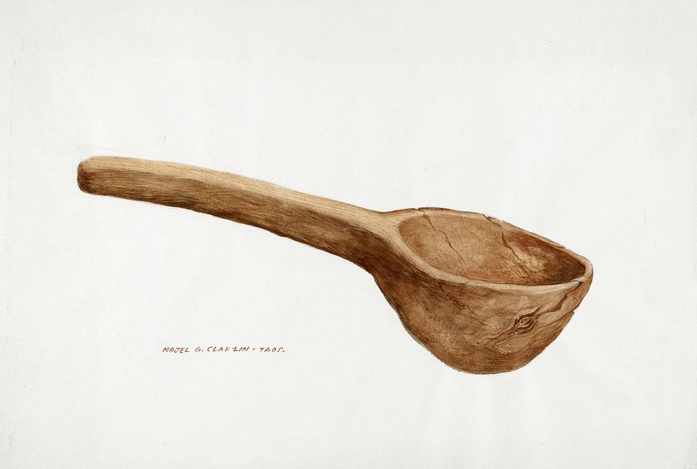 Wooden Ladle (ca.1937) Majel G. | Free Photo Illustration - rawpixel