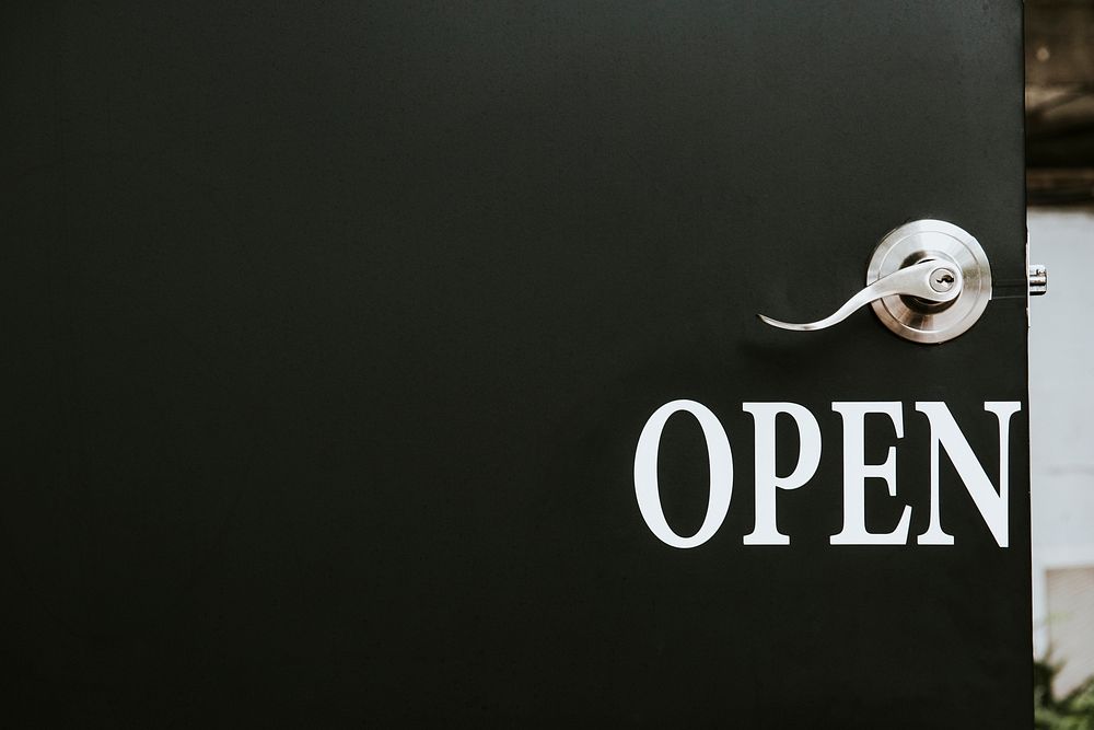 Black restaurant door with open | Free Photo - rawpixel
