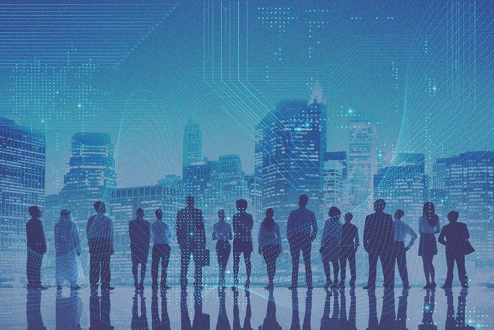 Business networking technology background cityscape | Premium Photo ...