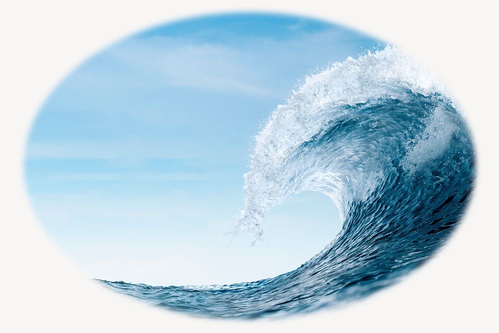 Ocean wave badge sticker, summer | Premium PSD - rawpixel