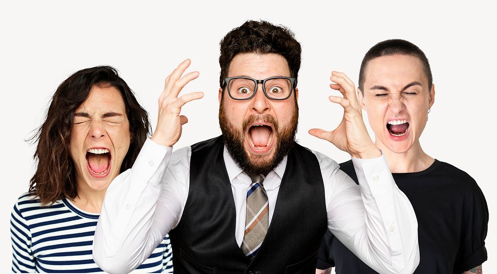 People going crazy, isolated white | Free Photo - rawpixel