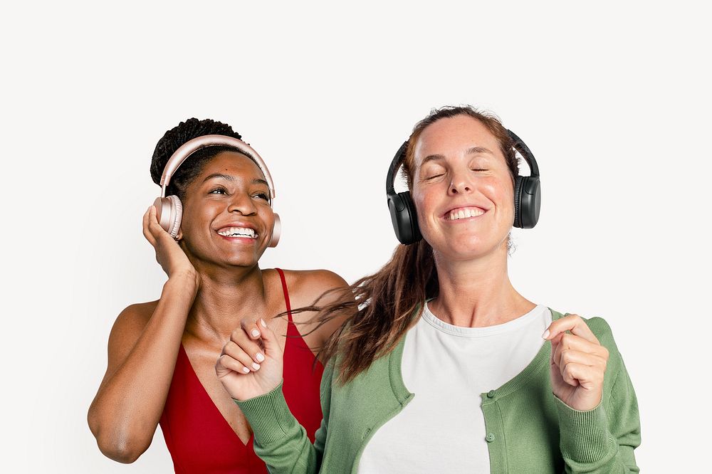 Happy diverse women listening music, | Free Photo - rawpixel