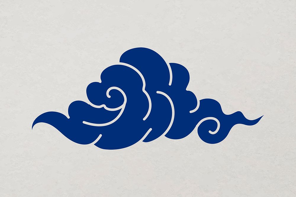 Japanese cloud sticker, blue oriental | Premium PSD - rawpixel