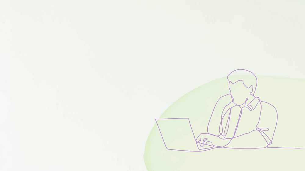 Man working desktop wallpaper, line | Premium Vector - rawpixel
