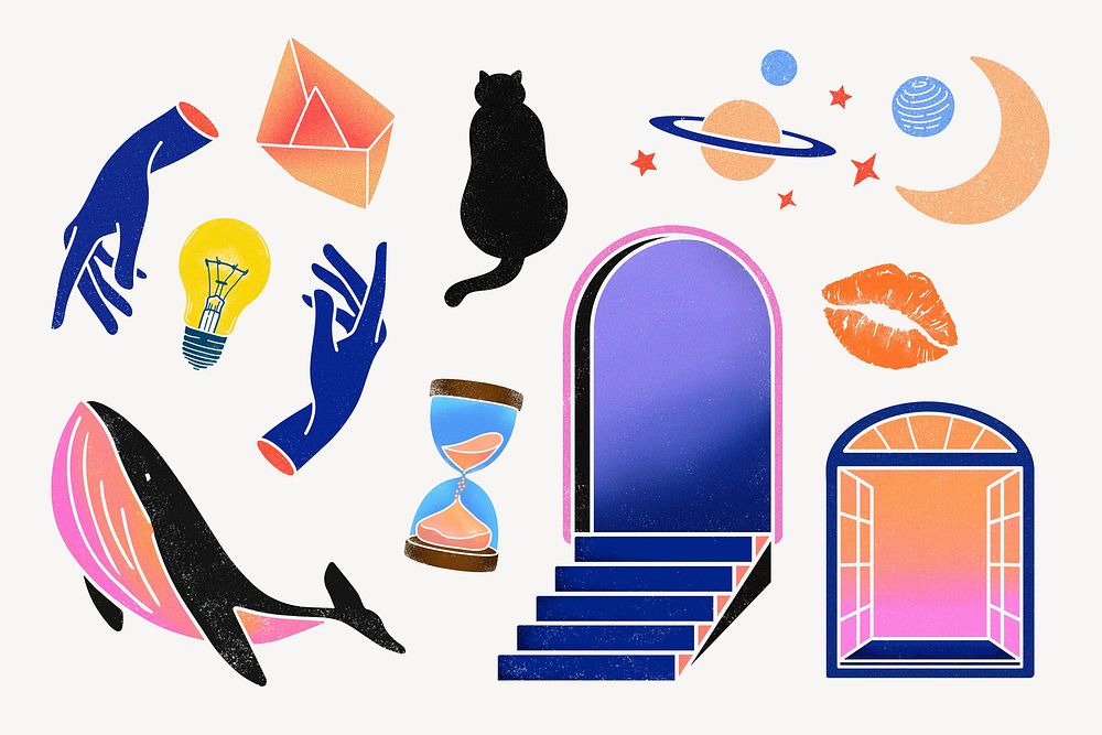 Spirituality collage element set, gradient | Premium PSD - rawpixel