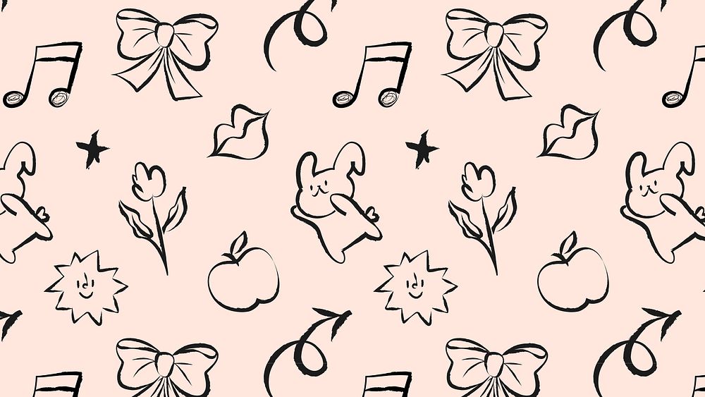 Pink doodle pattern computer wallpaper, | Premium Photo - rawpixel