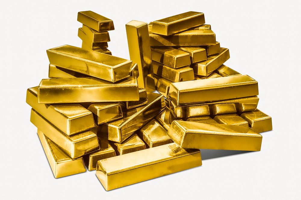 Gold bars sticker, commodity collage | Free PSD - rawpixel