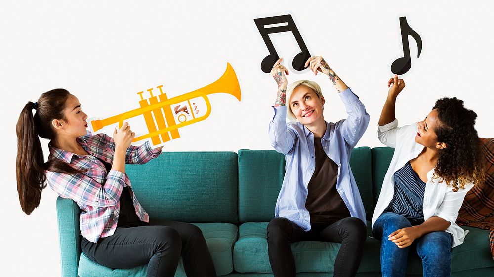 Friends playing music, isolated white | Free Photo - rawpixel