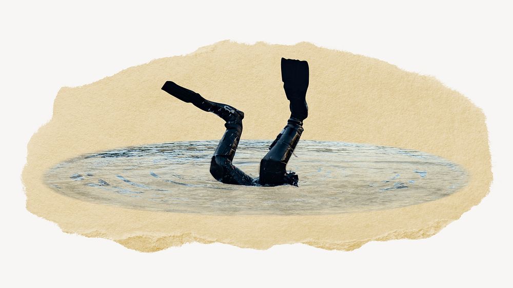 Sea diver, ripped paper collage | Free Photo - rawpixel