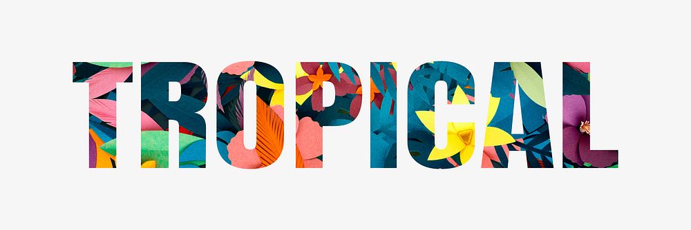 Tropical word typography, colorful leaves | Free Photo - rawpixel