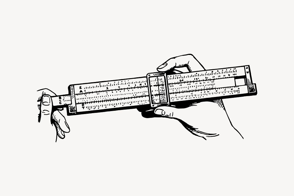 Slide ruler drawing, vintage object | Free Vector - rawpixel