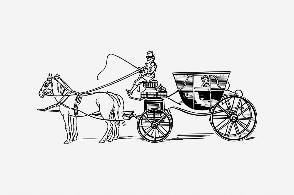 Stagecoach, drawing illustration. | Free Photo Illustration - rawpixel