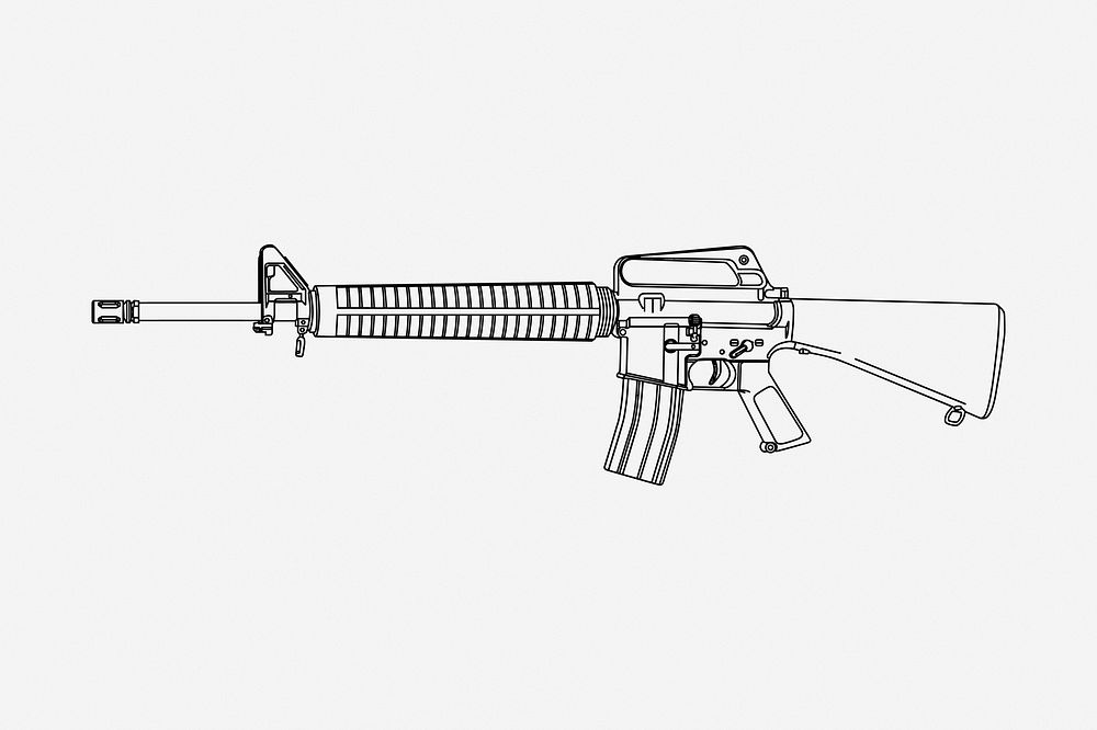 Assault rifle, drawing illustration. | Free Photo Illustration - rawpixel