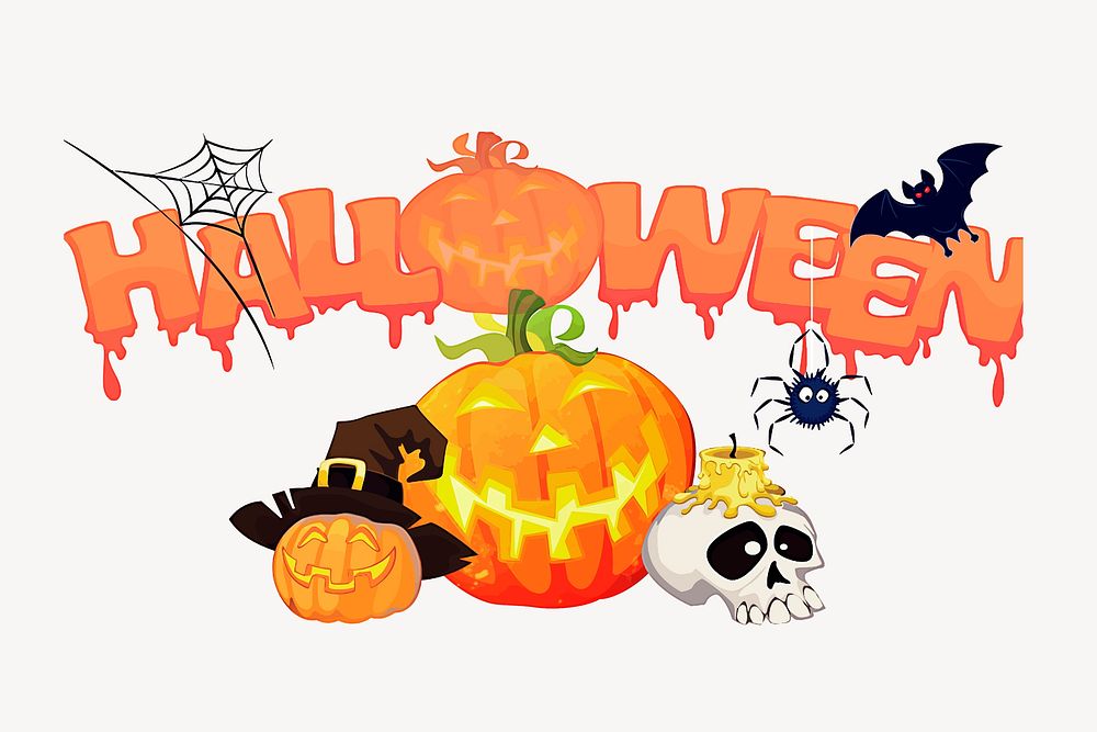 Halloween typography clipart, festive illustration | Free PSD - rawpixel