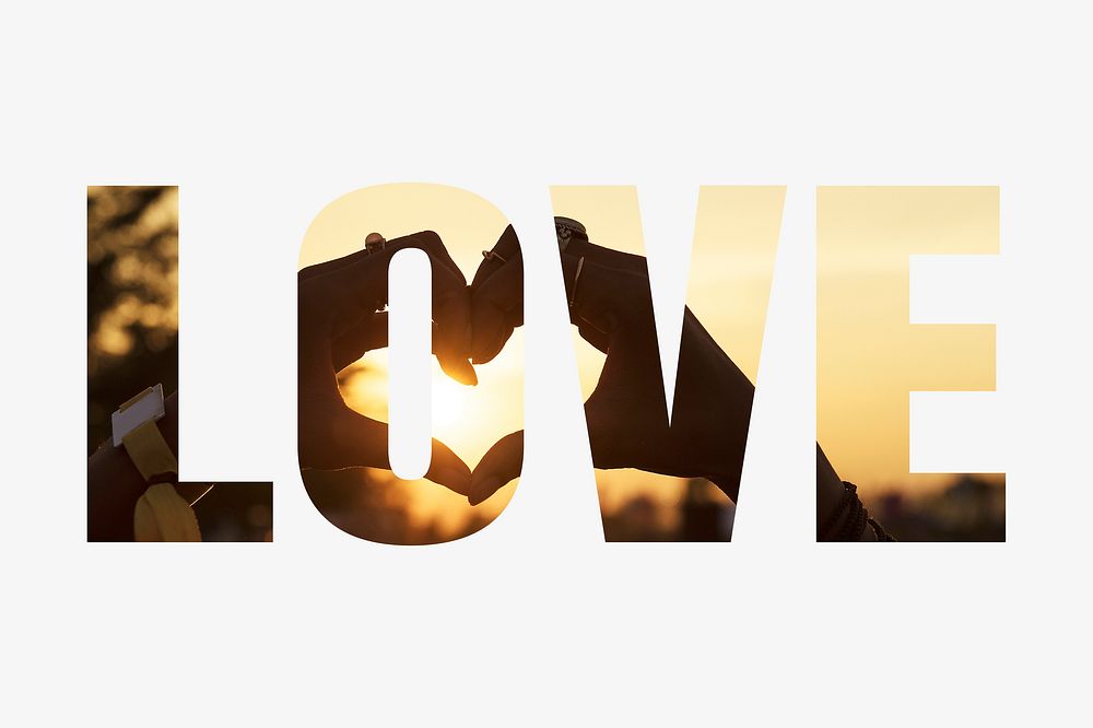 Love word typography, heart shape | Free Photo - rawpixel