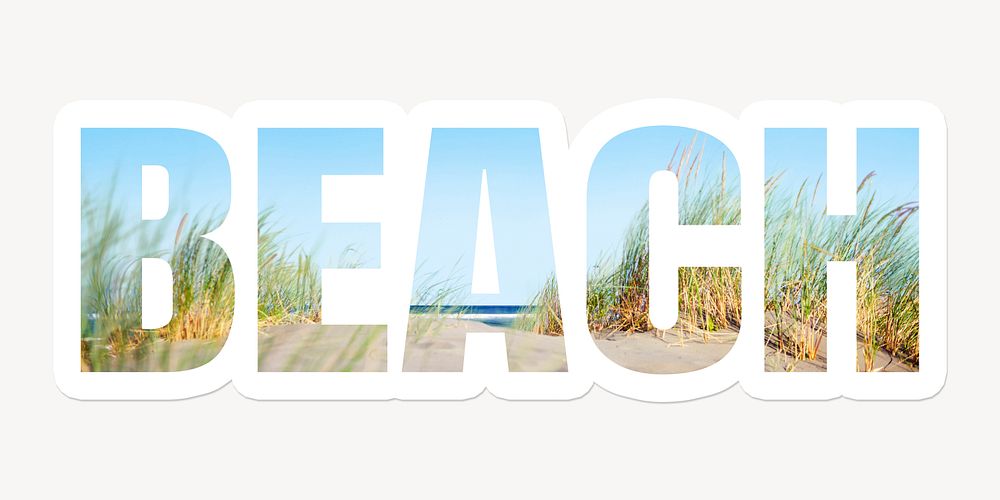 Beach word typography, white border | Free Photo - rawpixel