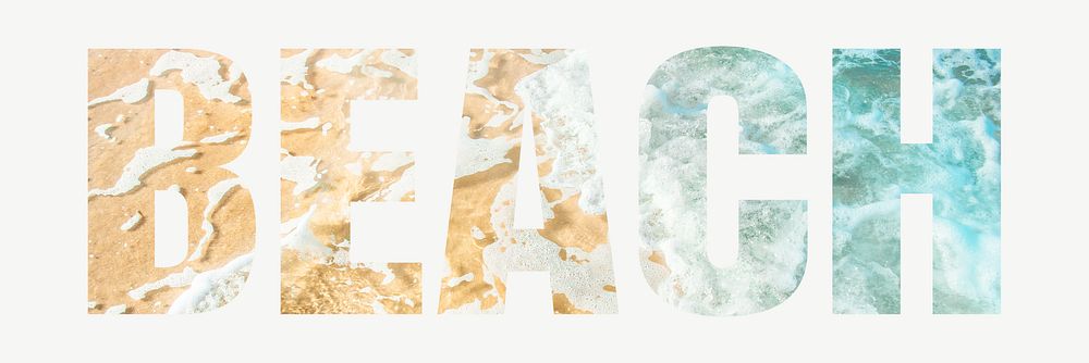 Beach word typography, sea water | Free Photo - rawpixel