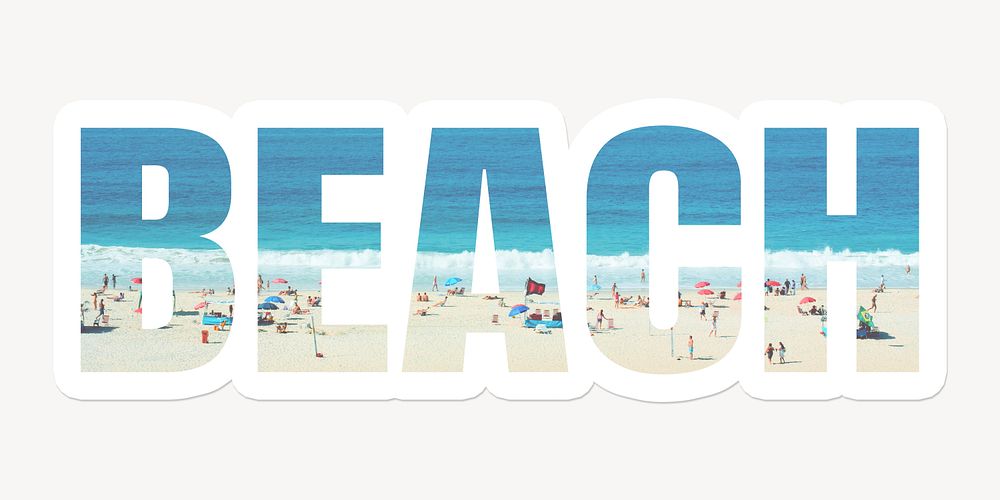 Beach word typography, white border | Free Photo - rawpixel