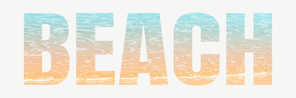 Beach word typography, gradient sea | Free Photo - rawpixel