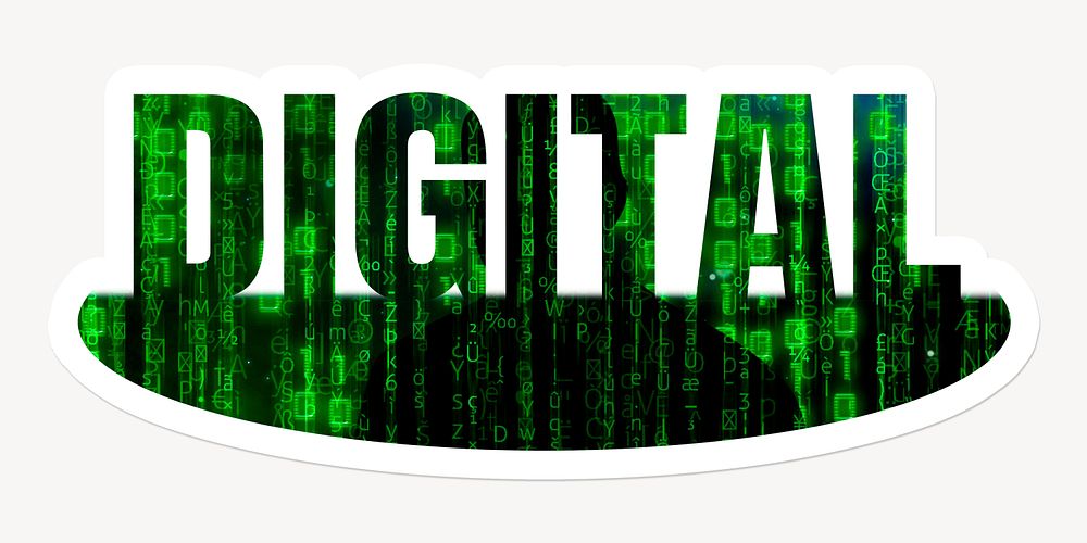 Digital word, white border sticker | Free Photo - rawpixel